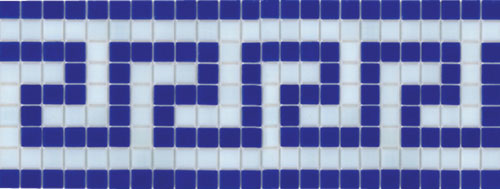 Greek Key Blue and White Glass Mosaic Patterned Waterline Tiles for Pools