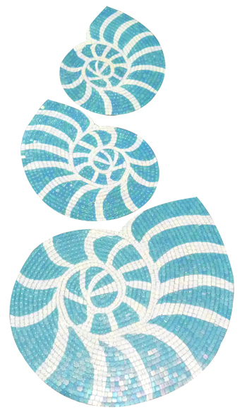 3 Pearlescent Shells Glass Mosaic Design for Pool Mosaic Pictures