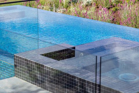 Beautiful Dark Grey Mosaic 48mm Ceramic Pool Tiles CMC305