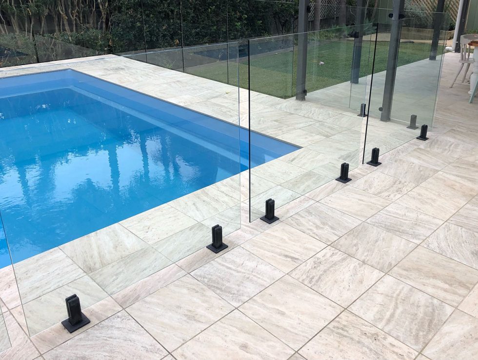 Coastal Cream Travertino Porcelain Pool Tiles, Pavers And Pool Coping Tiles