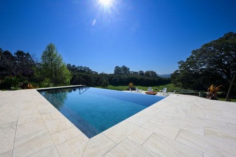 Coastal Cream Travertino Porcelain Pool Tiles, Pavers And Pool Coping Tiles