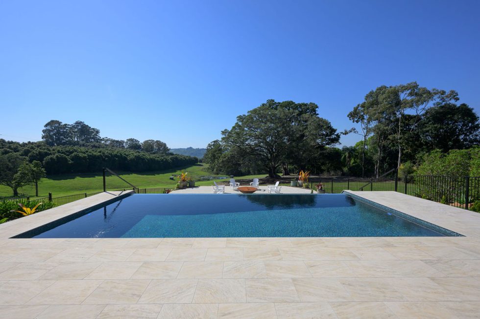 Coastal Cream Travertino Porcelain Pool Tiles, Pavers And Pool Coping Tiles