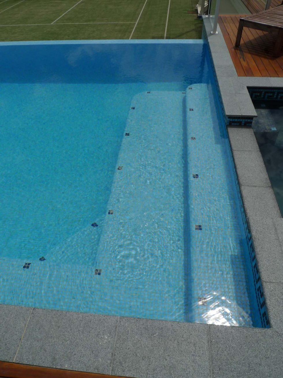 Dark Grey Granite Pool Tiles And Coping. Outdoor Pavers And Coping