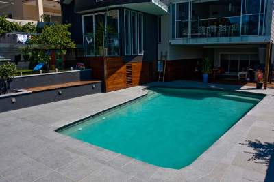 Dark Grey Granite Pool Tiles And Coping. Outdoor Pavers And Coping