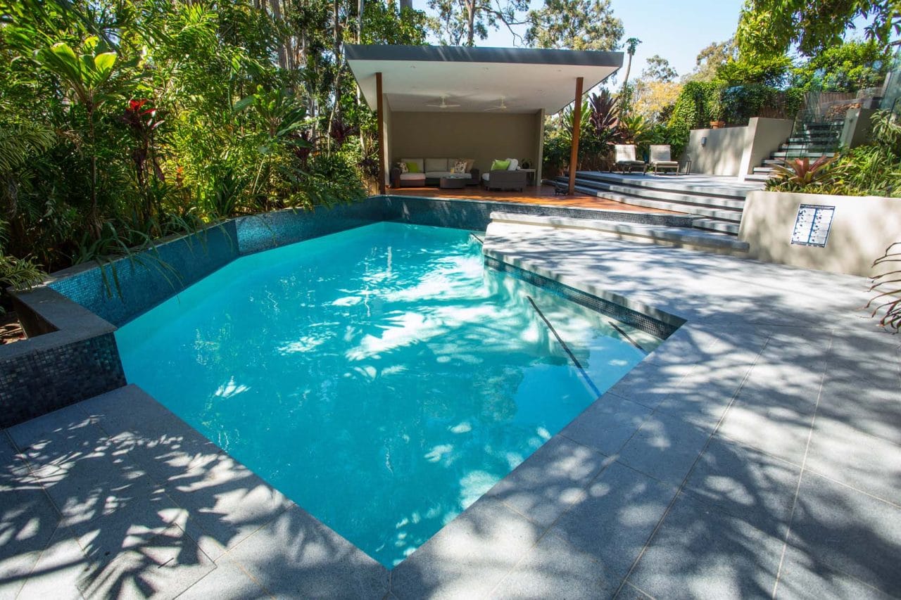 Dark Grey Granite Pool Tiles And Coping. Outdoor Pavers And Coping