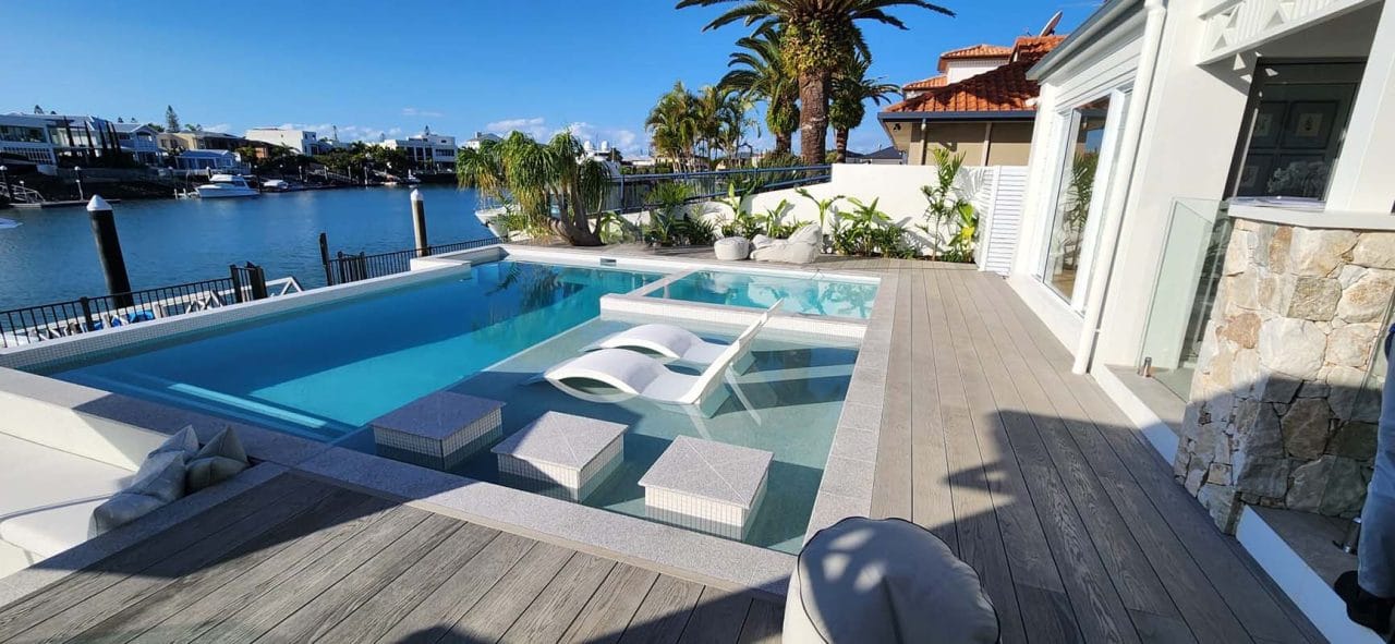 Light Grey Granite Pool Tiles And Pavers. Outdoor Pavers And Coping