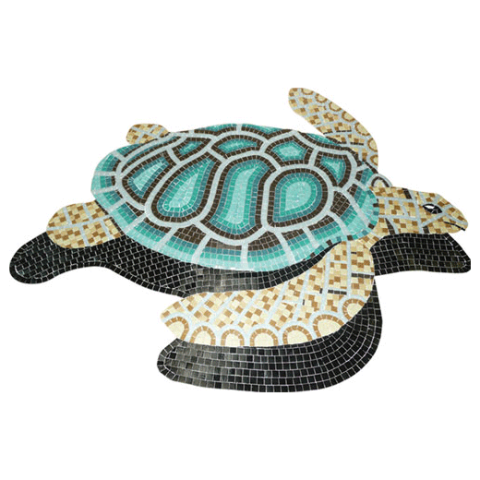 Green Loggerhead Turtle Glass Mosaic Design For Pool Mosaic Pictures