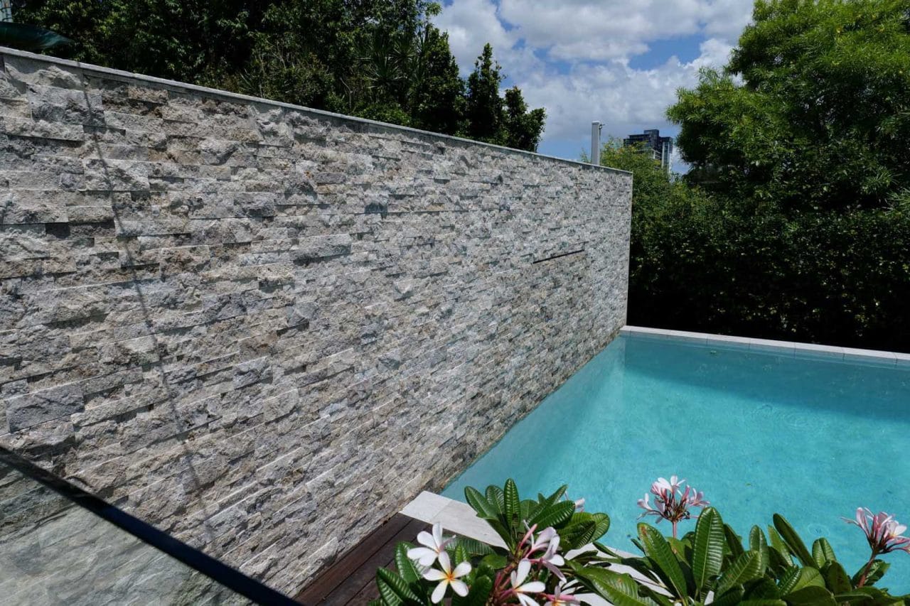 Silver Travertine Stacked Stone Wall Cladding For Feature Walls
