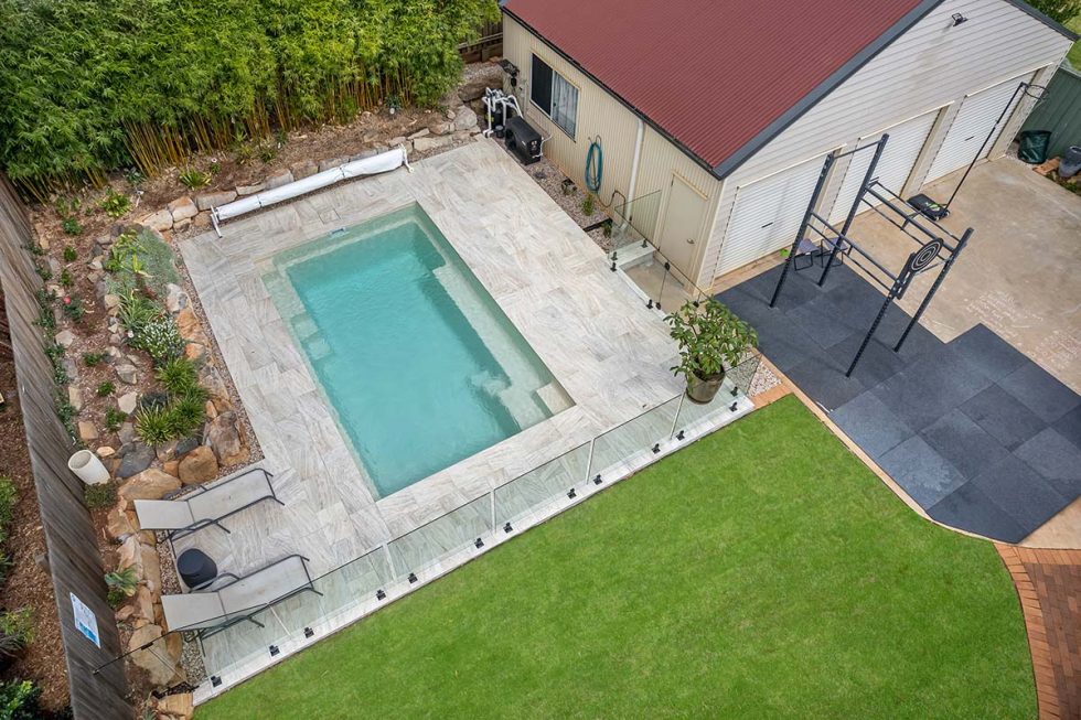 Coastal Cream Travertino Porcelain Pool Tiles, Pavers And Pool Coping Tiles