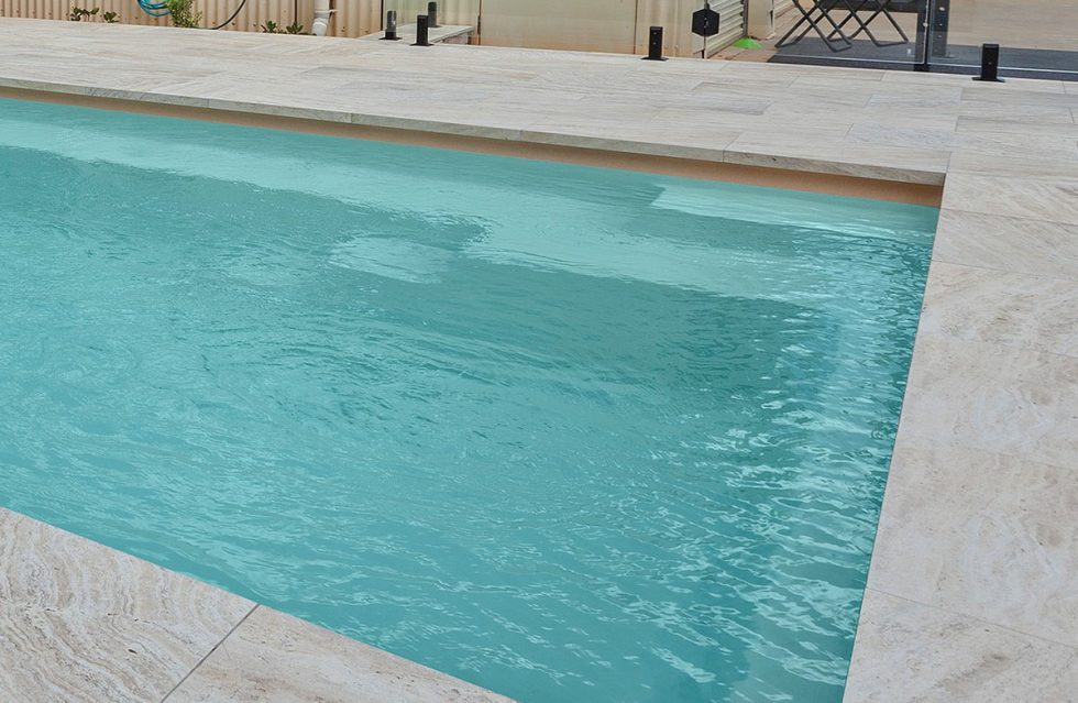 Coastal Cream Travertino Porcelain Pool Tiles, Pavers And Pool Coping Tiles