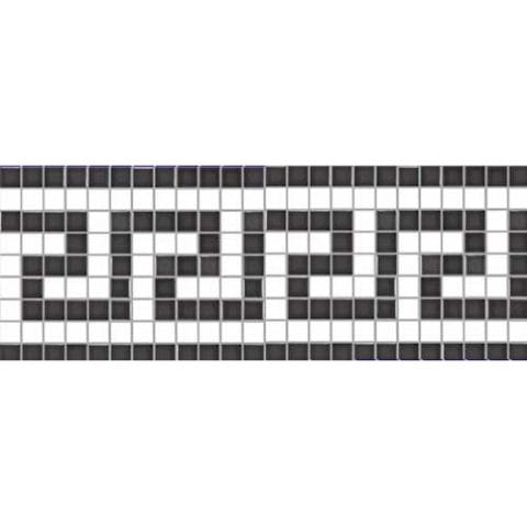 CB413 Greek Key Dark Grey & White Ceramic Mosaic Patterned Waterline ...