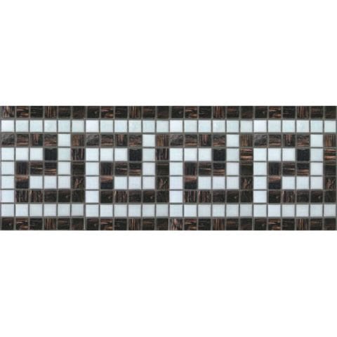 GB252 Black Caramel & White Glass Greek Key 20mm Glass Mosaic Patterned ...
